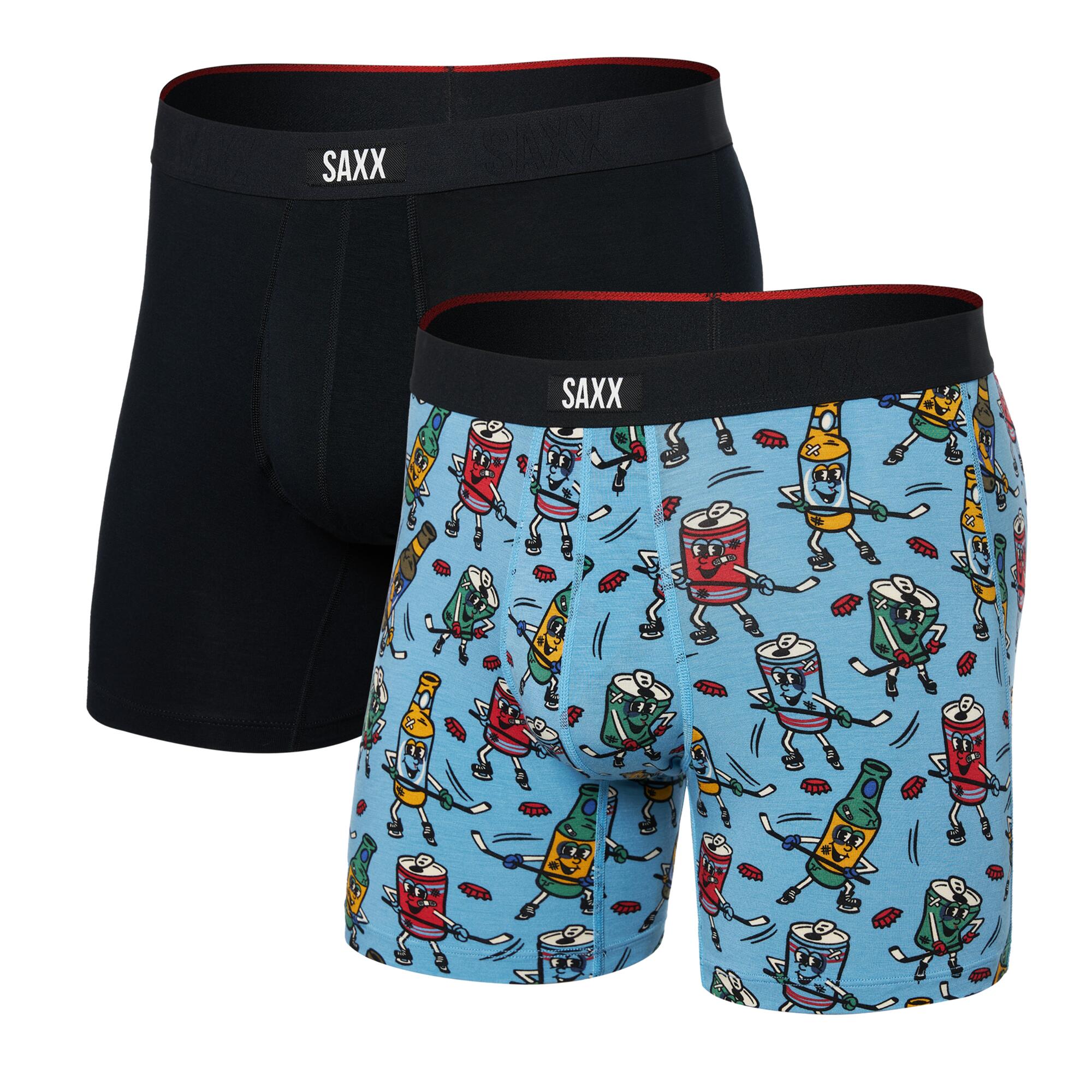Saxx Vibe Xtra Super Soft Boxer Brief - 2-Pack - Beer Hockey/Black ...